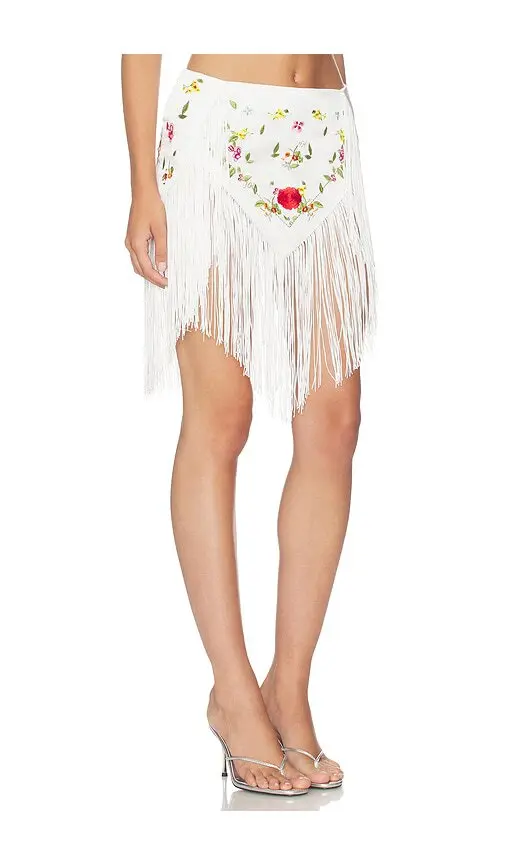 NIIHAI Lara Skirt With Floral Applique And Fringe Hem