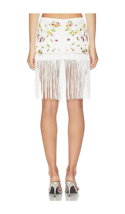 NIIHAI Lara Skirt With Floral Applique And Fringe Hem