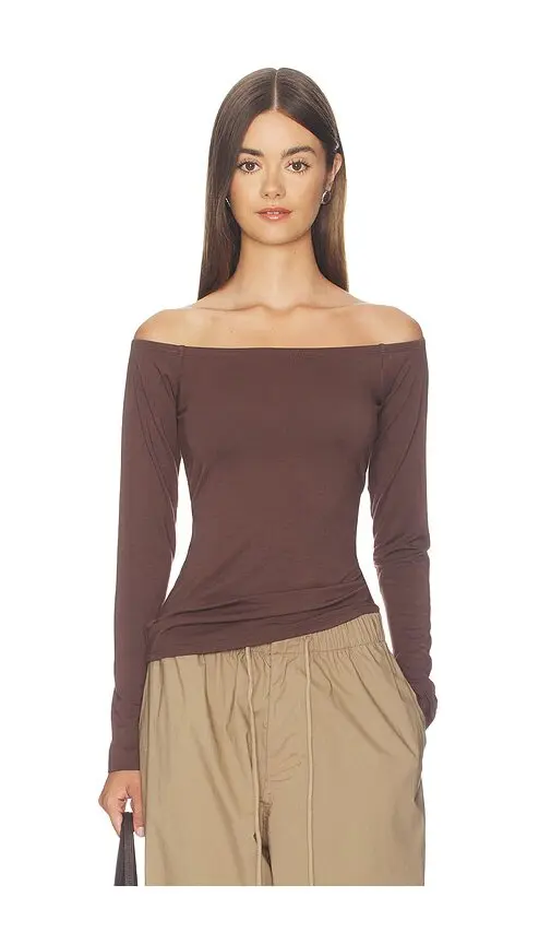 SKIMS Smooth Layers Off The Shoulder Long Sleeve Top