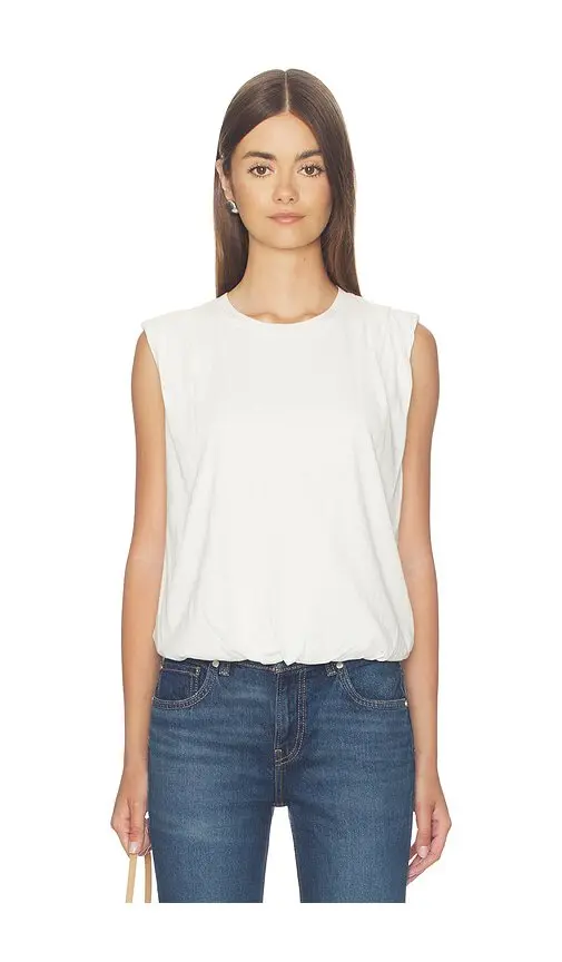 BOBI Sleveless Bubble Hem Tee In Ivory