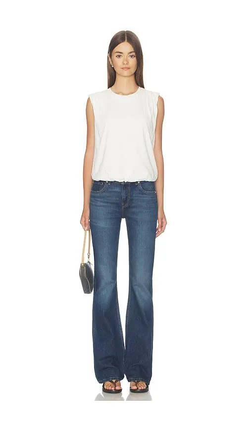 BOBI Sleveless Bubble Hem Tee In Ivory