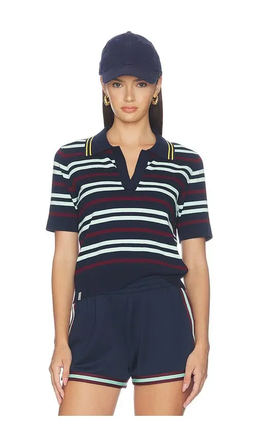 The Upside Archie Collared Knit Polo Top In Multi