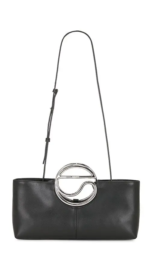 Coperni C Clutch With Silver-tone Statement Handle - Black