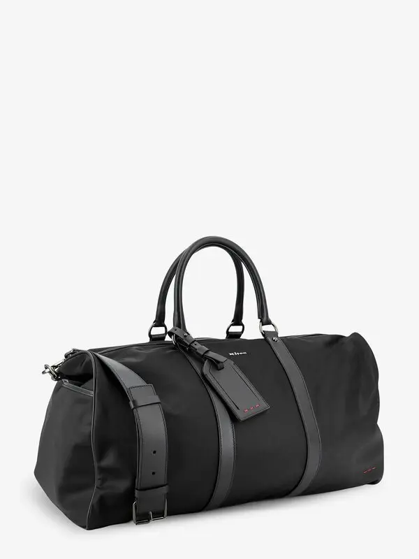 Kiton Nylon Travel Bag With Leather Inserts