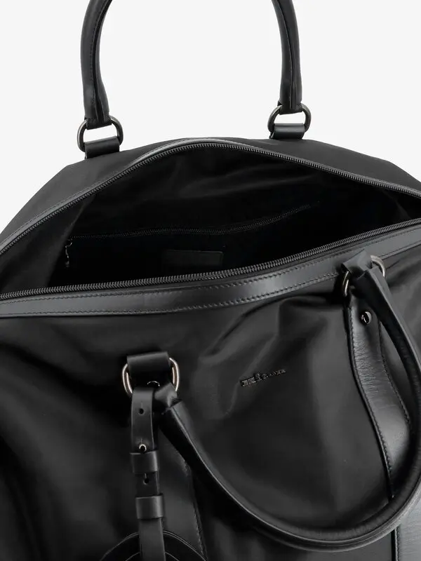 Kiton Nylon Travel Bag With Leather Inserts
