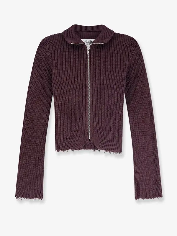 MAISON MARGIELA Ribbed Cotton Zip Cardigan With Fringed Trim