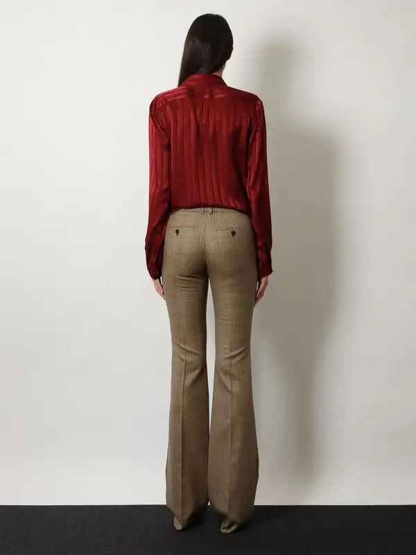 Saint Laurent Prince Of Wales Certified Wool Flared Trousers