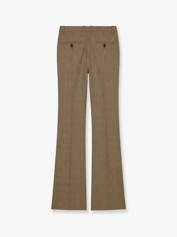 Saint Laurent Prince Of Wales Certified Wool Flared Trousers