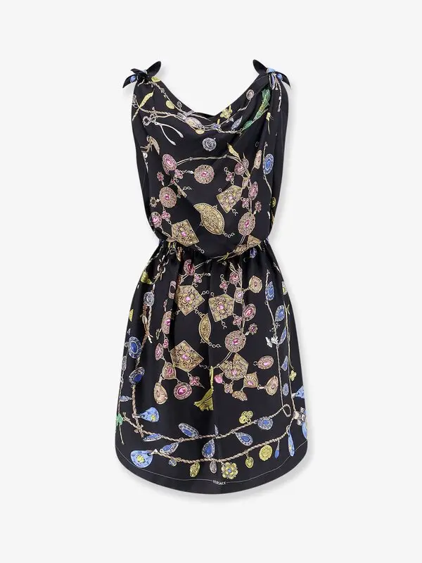 Versace Printed Silk Twill Midi Dress