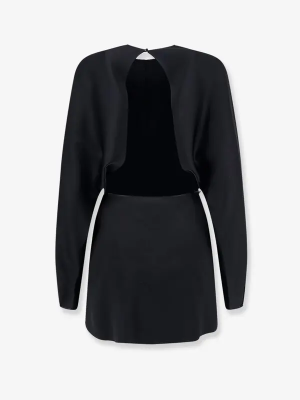 Saint Laurent Mini Lenght Dress With Gold Metal Detail - Black