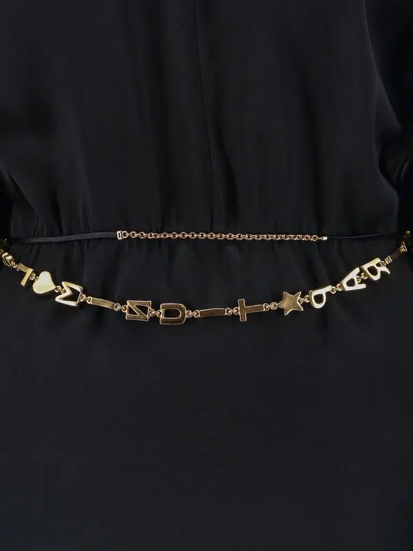 Saint Laurent Mini Lenght Dress With Gold Metal Detail - Black