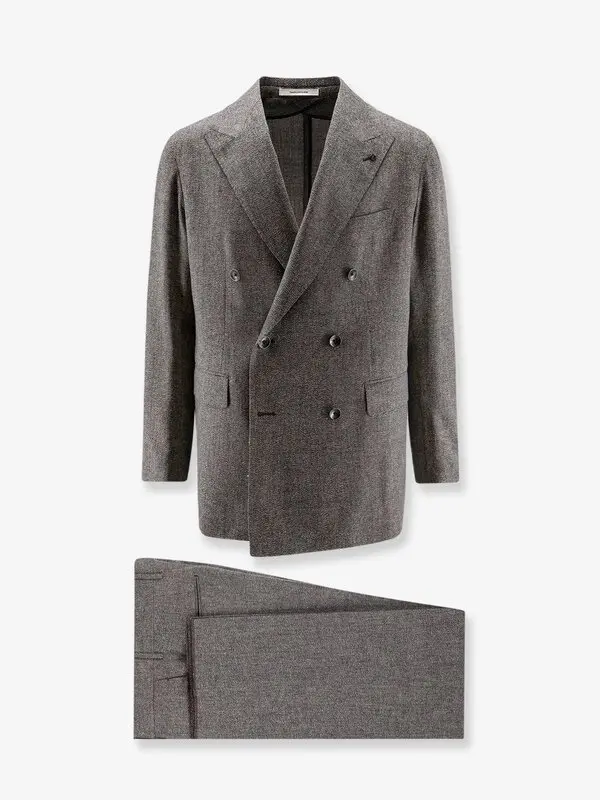 Tagliatore Doublebreasted Stretch Melange Virgin Wool Suit