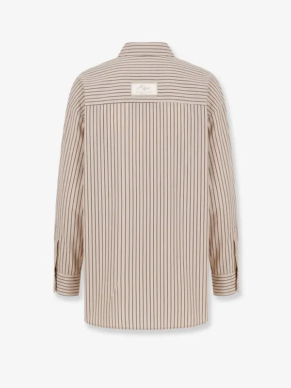 ALYSI Oversize Striped Lyocell And Silk Shirt