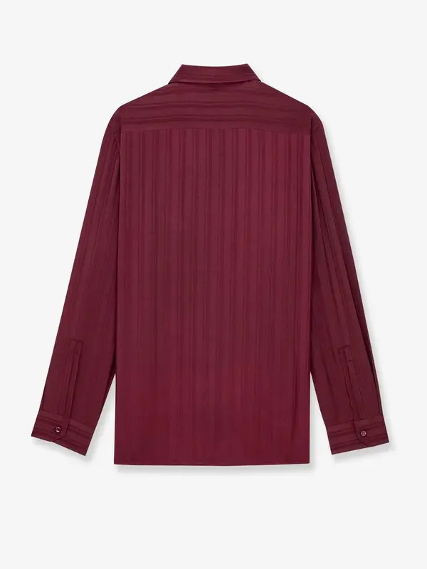 Saint Laurent Cassandre Lavallière Striped Silk Jacquard Shirt