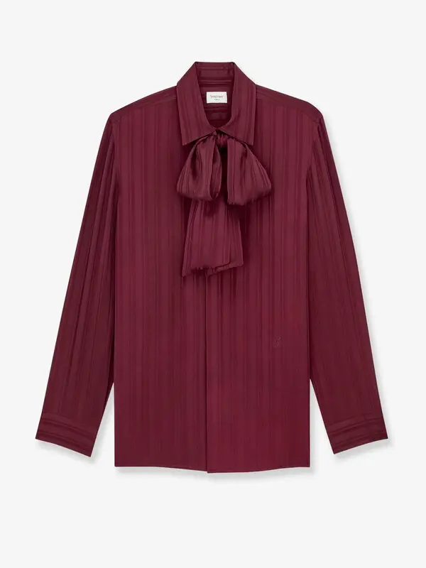 Saint Laurent Cassandre Striped Silk Jacquard Shirt - Red