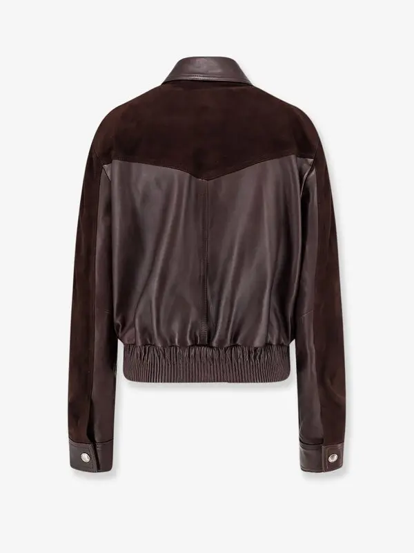 Versace Leather And Suede Jacket With Medusa Detail