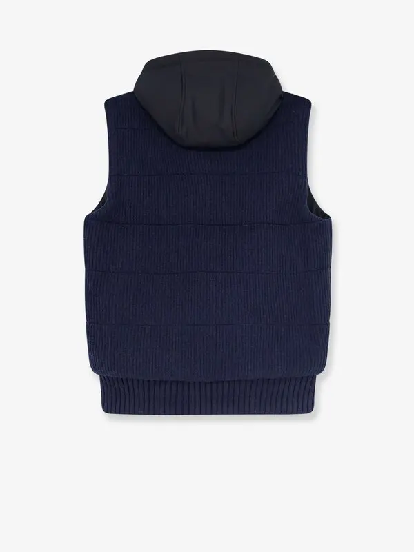 GRAN SASSO Sleeveless Virgin Wool Zip-up Jacket With Hood