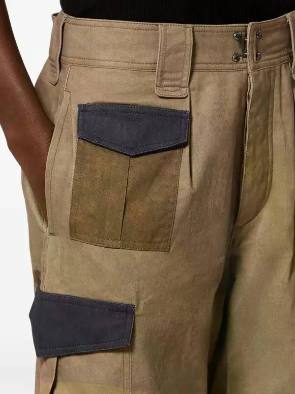MARANT ETOILE Patchwork Cotton Cargo Pants - Brown