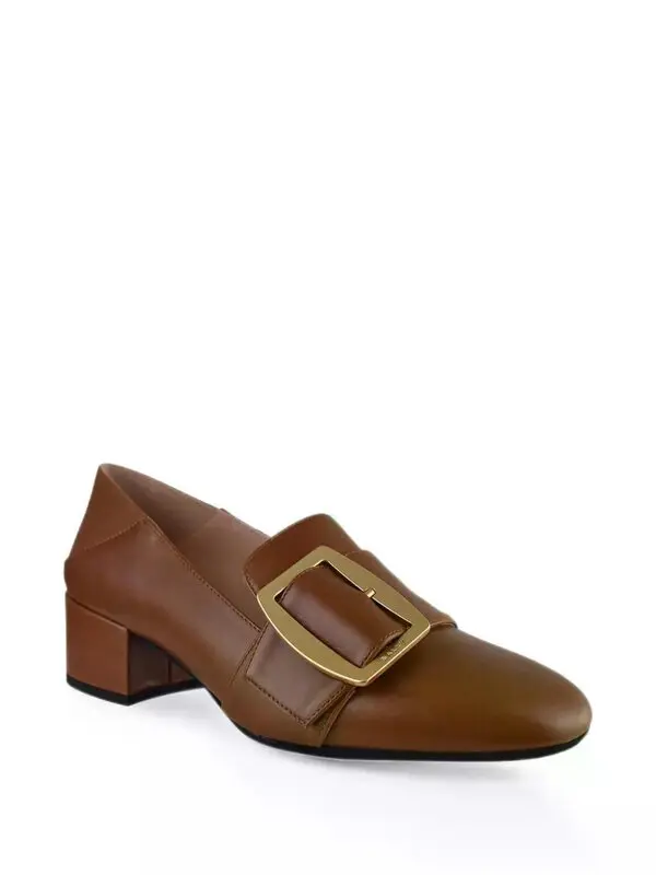 Bally Buckled Leather Block Heel Pumps