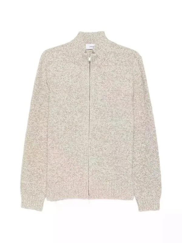 LARDINI Zip-up Marl-knit Cardigan