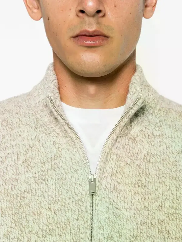 LARDINI Zip-up Marl-knit Cardigan
