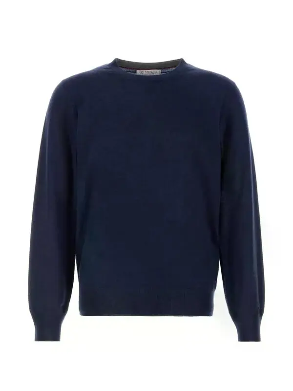 Brunello Cucinelli Crew-neck Ribbed-trim Sweater - Blue