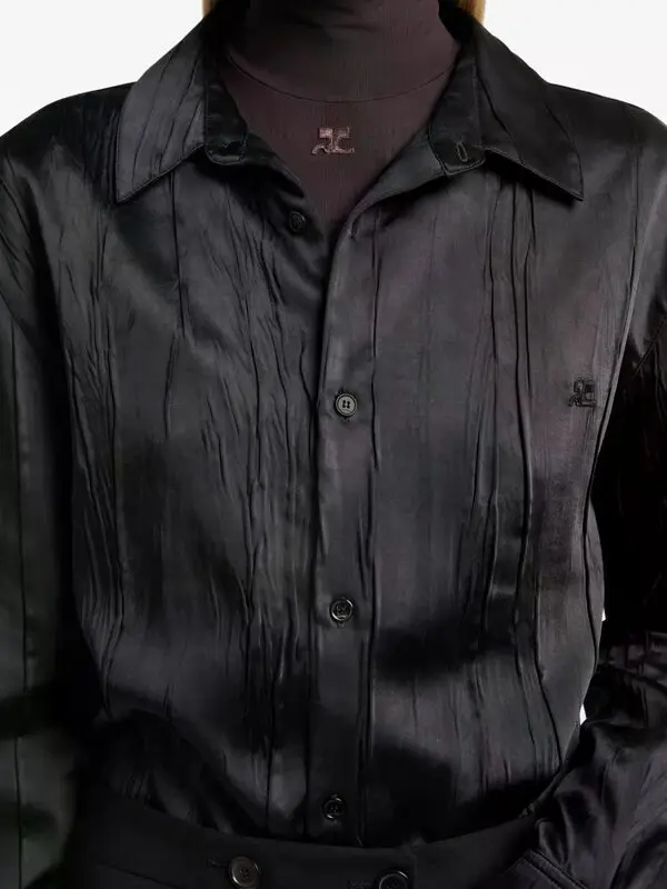 COURREGES Crinkled Satin-finish Shirt