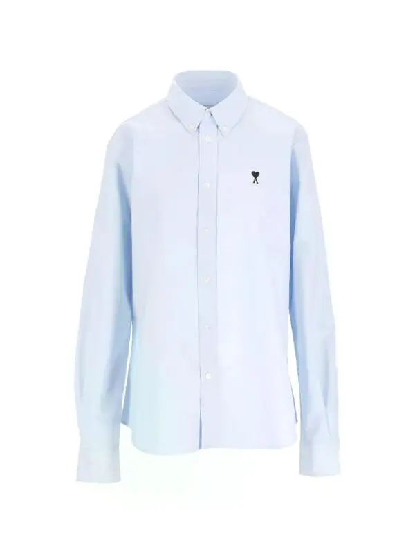 AMI Paris Button-down Shirt With De Coeur Embroidery