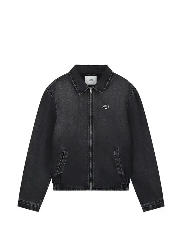 ARTE ANTWERP Logo Embroidered Denim Jacket - Black
