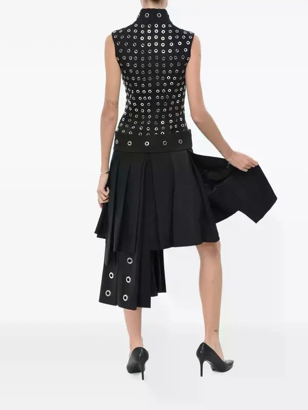 Off-White Embellished High Neck Belted Dress