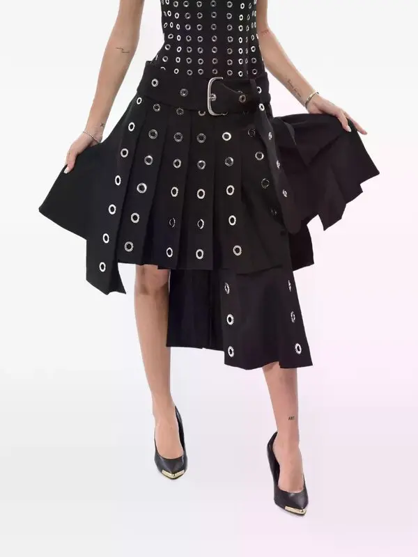 Off-White Embellished High Neck Belted Dress