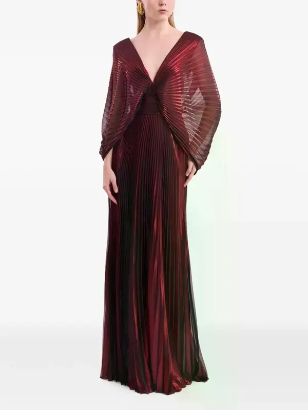GEMY MAALOUF Pleated V-neck Maxi Dress