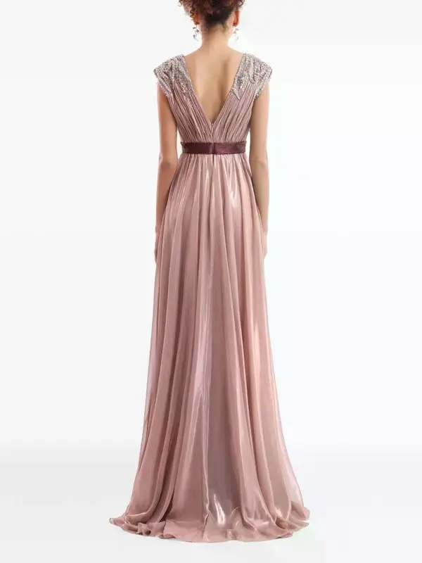 GEMY MAALOUF Pleated Embellished Maxi Dress