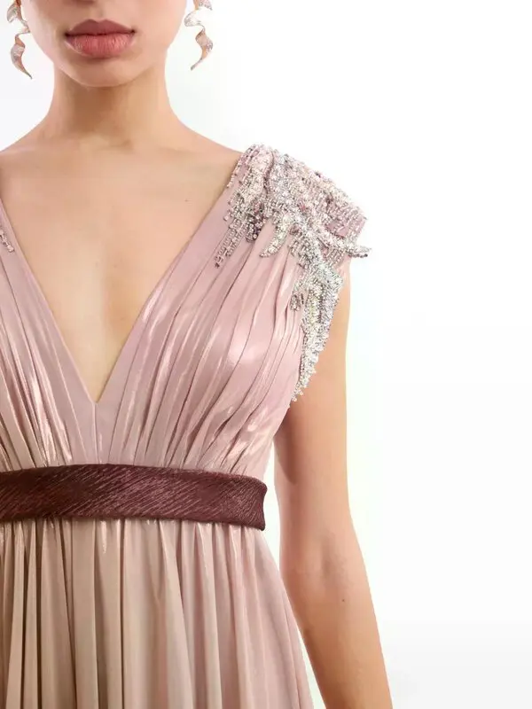 GEMY MAALOUF Pleated Embellished Maxi Dress