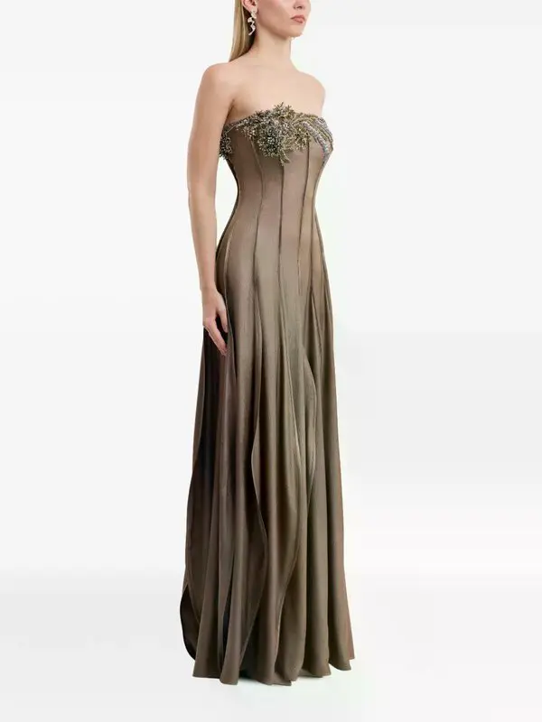GEMY MAALOUF Strapless Beaded Maxi Dress