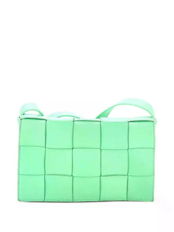 Bottega Veneta Cassette Maxi Intrecciato Leather Crossbody Bag - Green