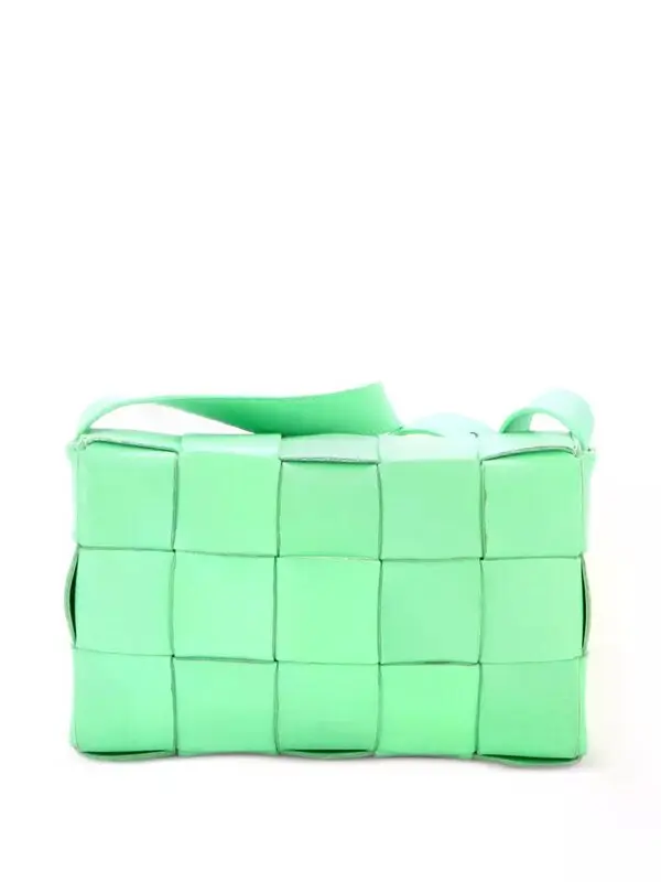 Bottega Veneta Cassette Maxi Intrecciato Leather Crossbody Bag - Green