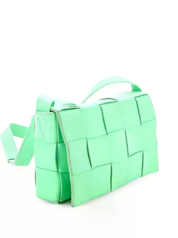 Bottega Veneta Cassette Maxi Intrecciato Leather Crossbody Bag - Green