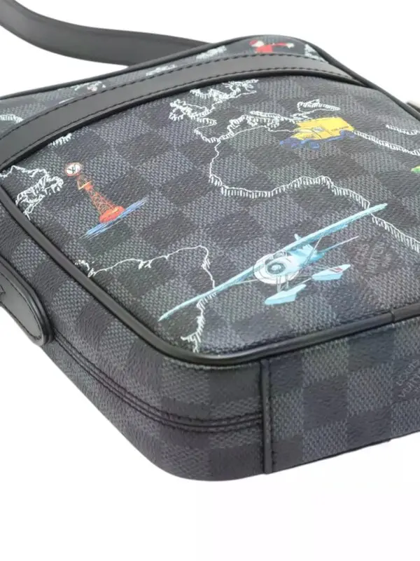 LOUIS VUITTON Damier Graphite Renaissance Map Danube Slim Pm Crossbody Bag