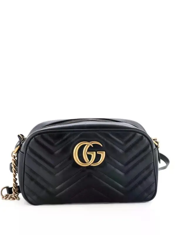 Gucci Gg Marmont Shoulder Bag Matelasse Leather Small Crossbody Bag - Black