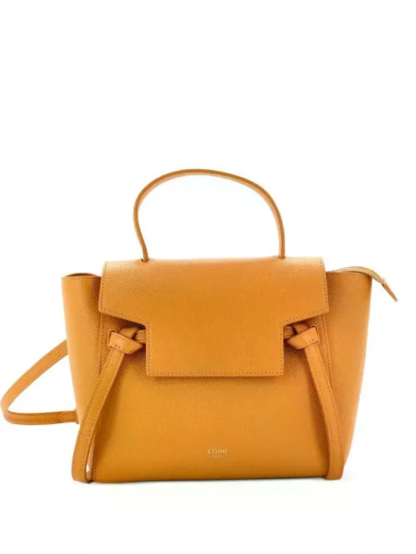 Celine Belt Bag Textured Leather Nano Shoulder Bag - Yellow