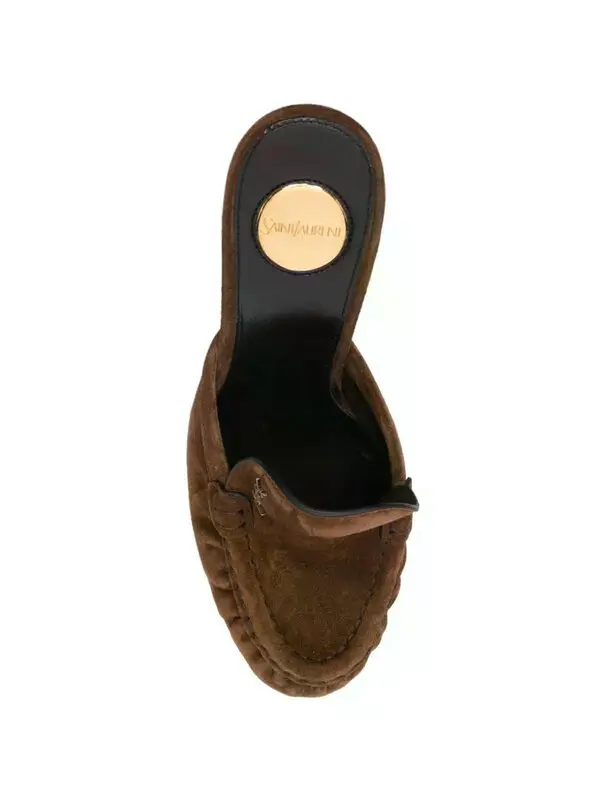 Saint Laurent Le Loafer Suede Heeled Mules