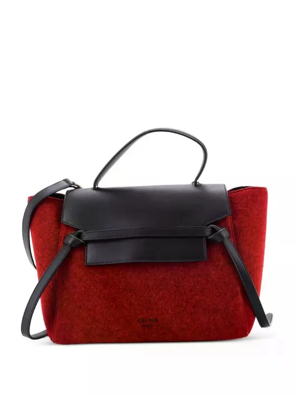 Celine Belt Bag Felt And Leather Mini Satchel - Red
