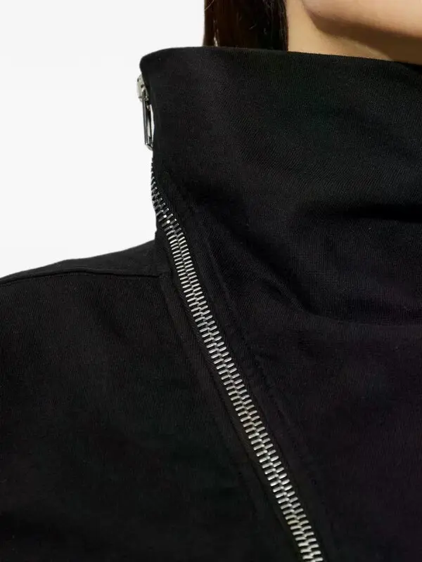 Rick Owens Asymmetrical Zip Hooded Sweatshirt - Black