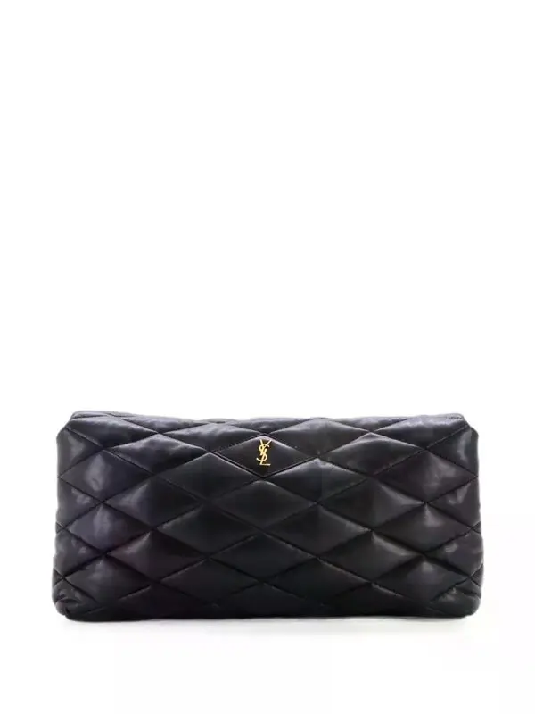 Saint Laurent Sade Puffer Envelope Quilted Leather Large Clutch Bag - Black