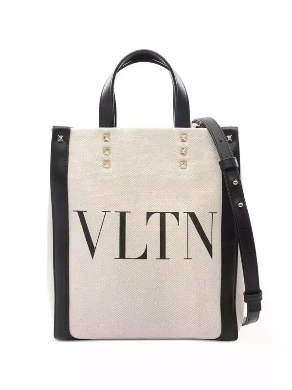 Valentino Garavani Vltn Logo Rockstud Tote Bag - Neutrals