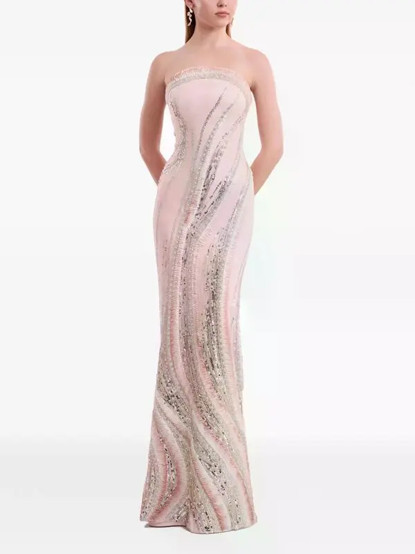 GEMY MAALOUF Beaded Sequin-embellished Maxi Dress