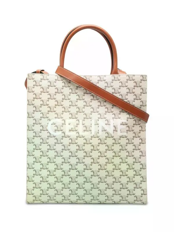 Celine 2023 Medium Triomphe Coated Canvas Vertical Cabas Tote Satchel