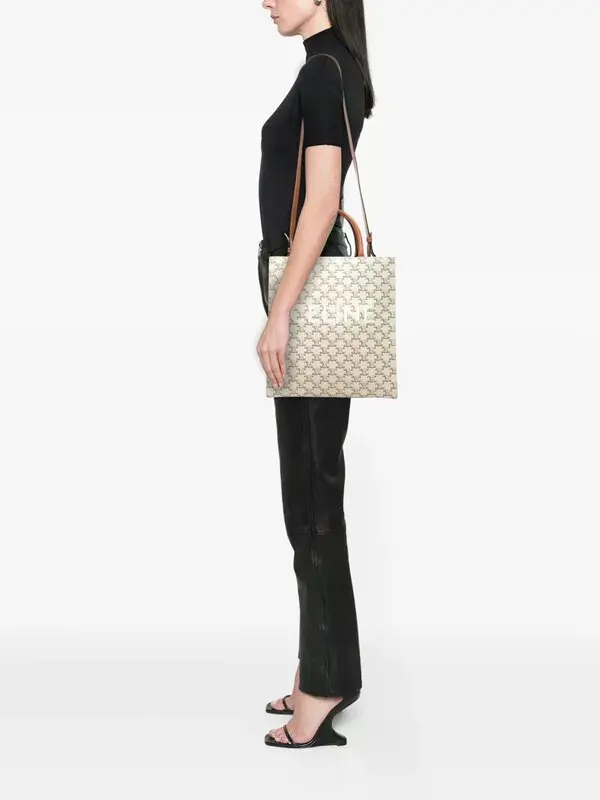 Celine 2023 Medium Triomphe Coated Canvas Vertical Cabas Tote Satchel