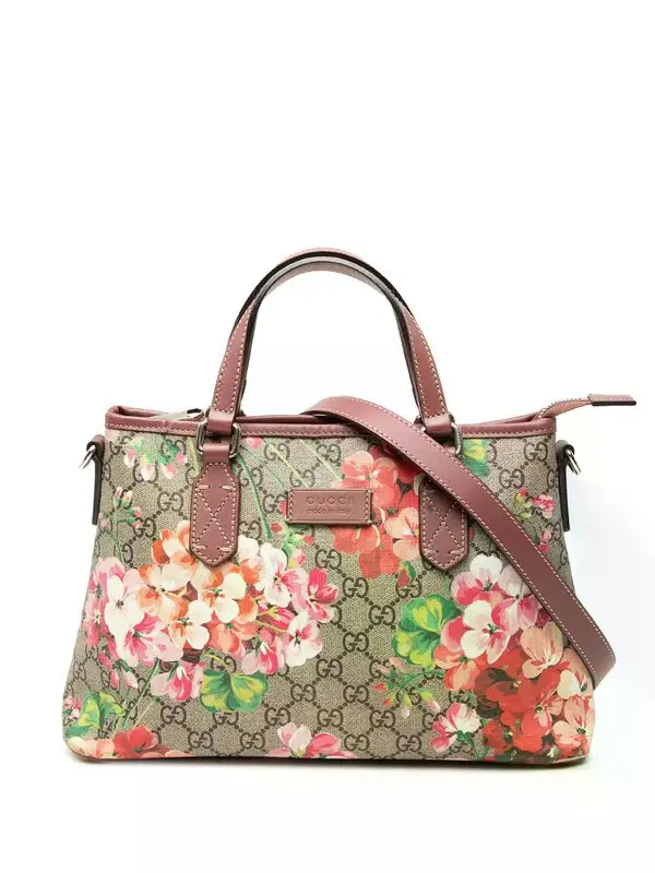 Gucci 2000-2015 Gg Supreme Blooms Zippered Tote Satchel - Neutrals
